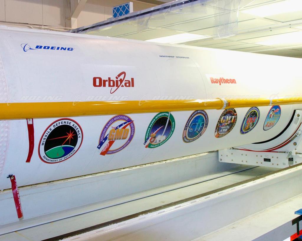 Boeing Images - GMD Interceptor Fuselage with Logos of Participating ...