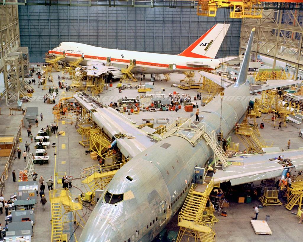 Boeing Images - First 747-100 in Factory with First Production 747