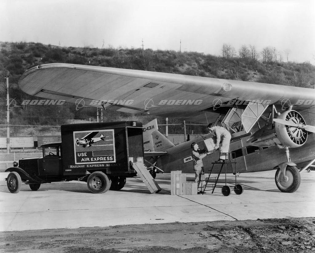 Boeing Images - Loading a United Air Transport Ford Tri-Motor Mailplane