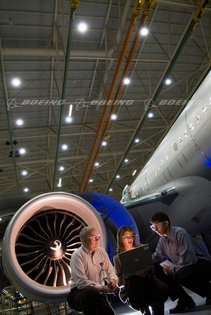 Boeing Images - Boeing Engineers with 777 in Factory