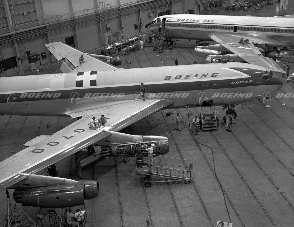 Boeing Images - Dash 80 with 707 in Flight Test Hangar