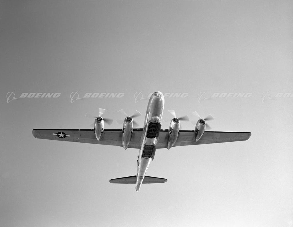 Boeing Images - B-29 Superfortress in Flight with Bomb Bay Doors Open