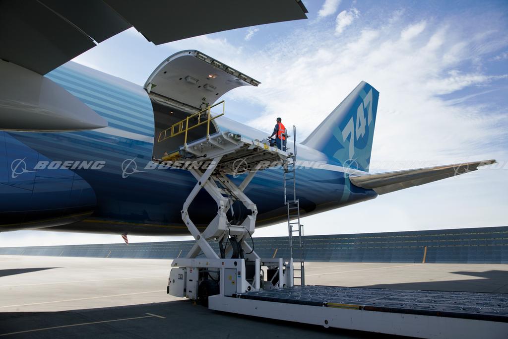 Boeing Images - Cargo Enters Side Door of 747-8F