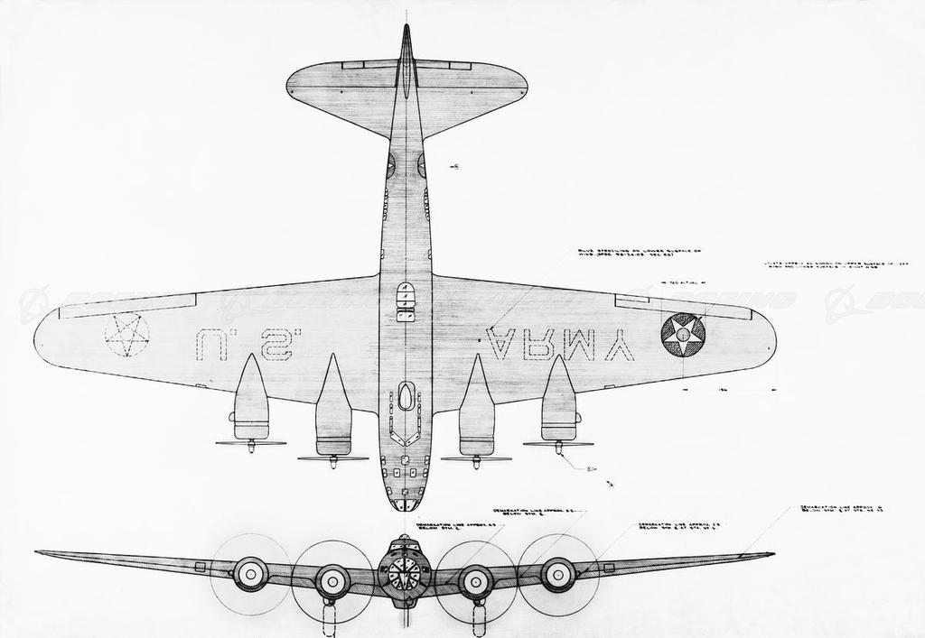 Boeing Images - B-17C Flying Fortress Original Design Drawing