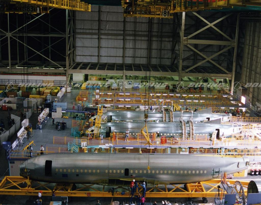 Boeing Images - 737-700 Fuselages Lined Up for Assembly