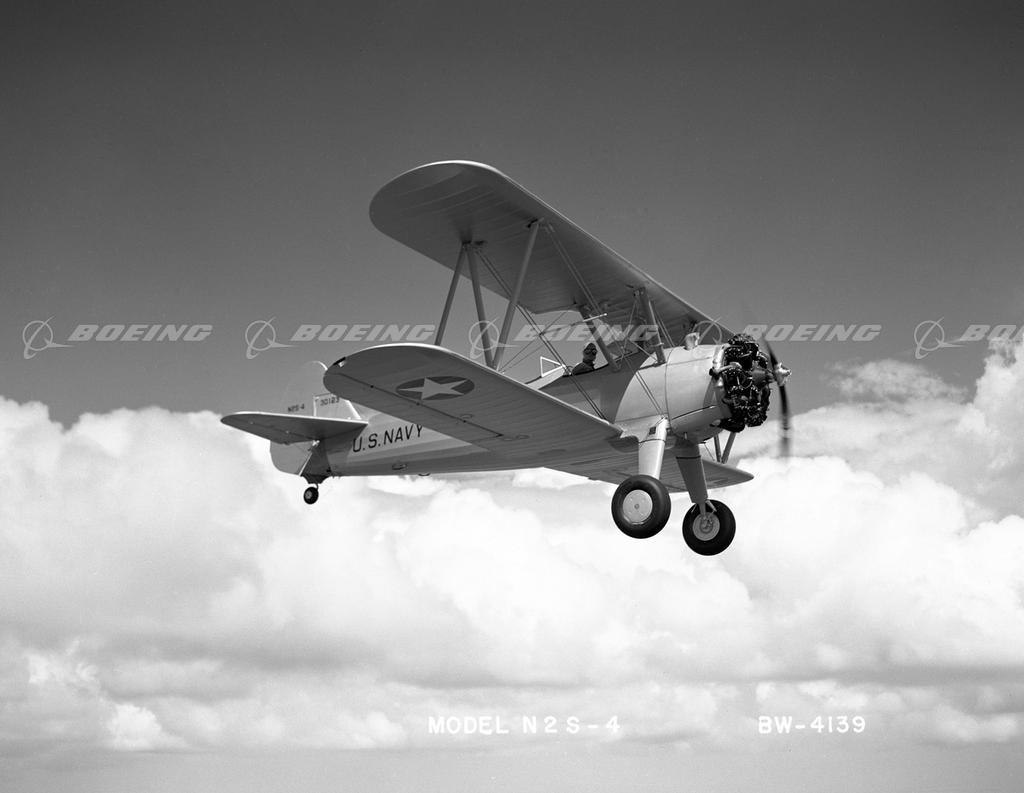 Boeing Images - N2S-4, the Navy Version of the Stearman Kaydet, in Flight