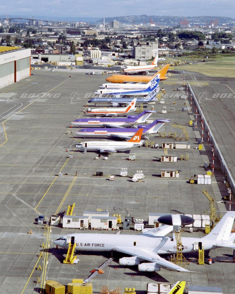 Boeing Images - Boeing 7-Series Jets on the Flight Line at Boeing Field ...