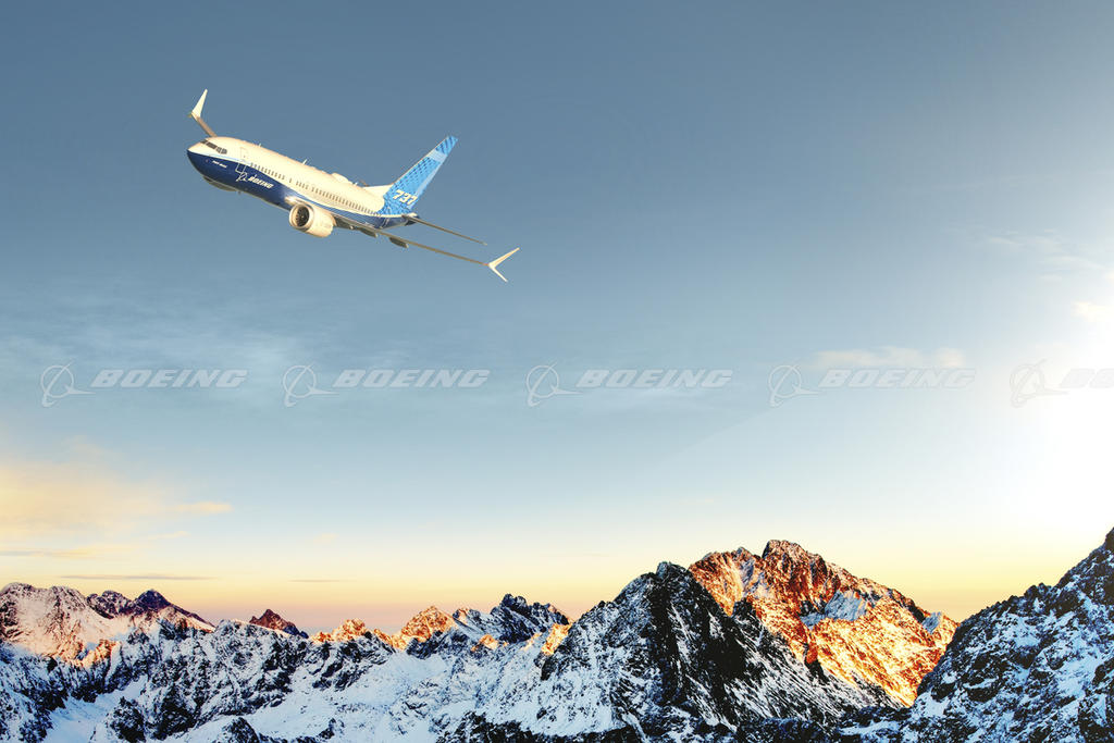 Boeing Images - Boeing 737-7 Unified Livery Fly Over Mountains
