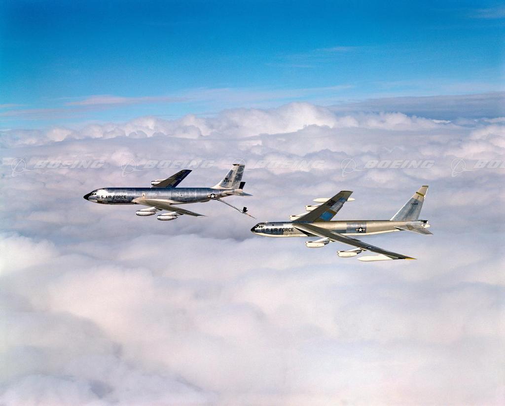 Boeing Images - KC-135 Stratotanker Refuels B-52 Stratofortress in Flight