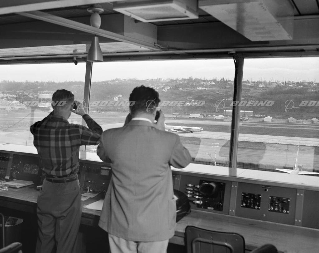Boeing Images - Men with Binoculars at Boeing Field Control Tower