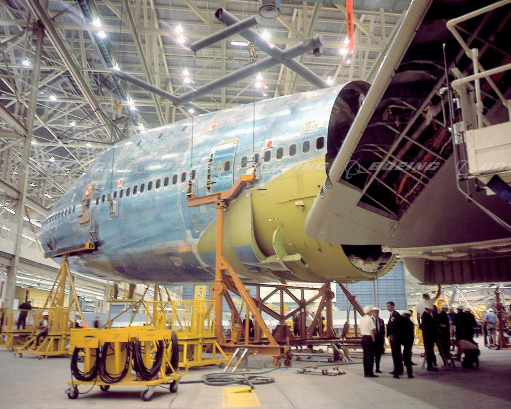 Boeing Images - First Produciton 747-100 Nose Section is Mated with ...