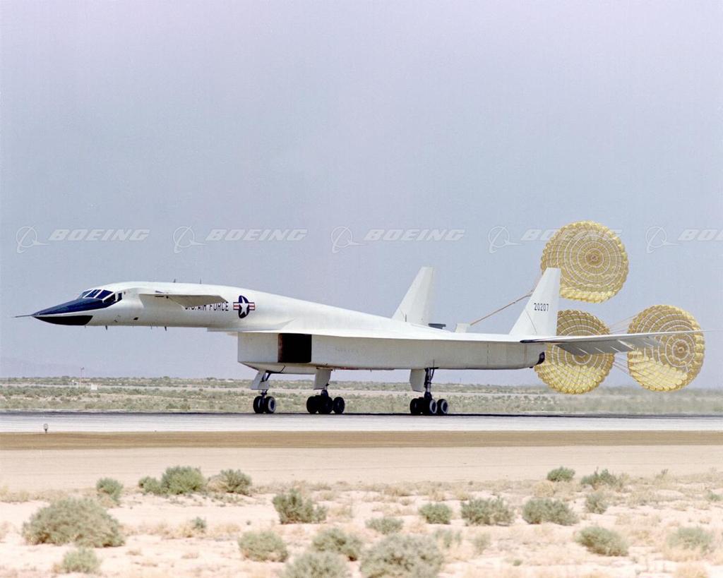 Boeing Images - XB-70 Valkyrie with Landing Chutes Deployed