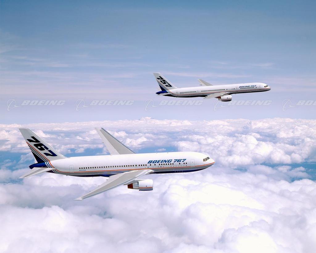 Boeing Images - 757 and 767 in Flight Together
