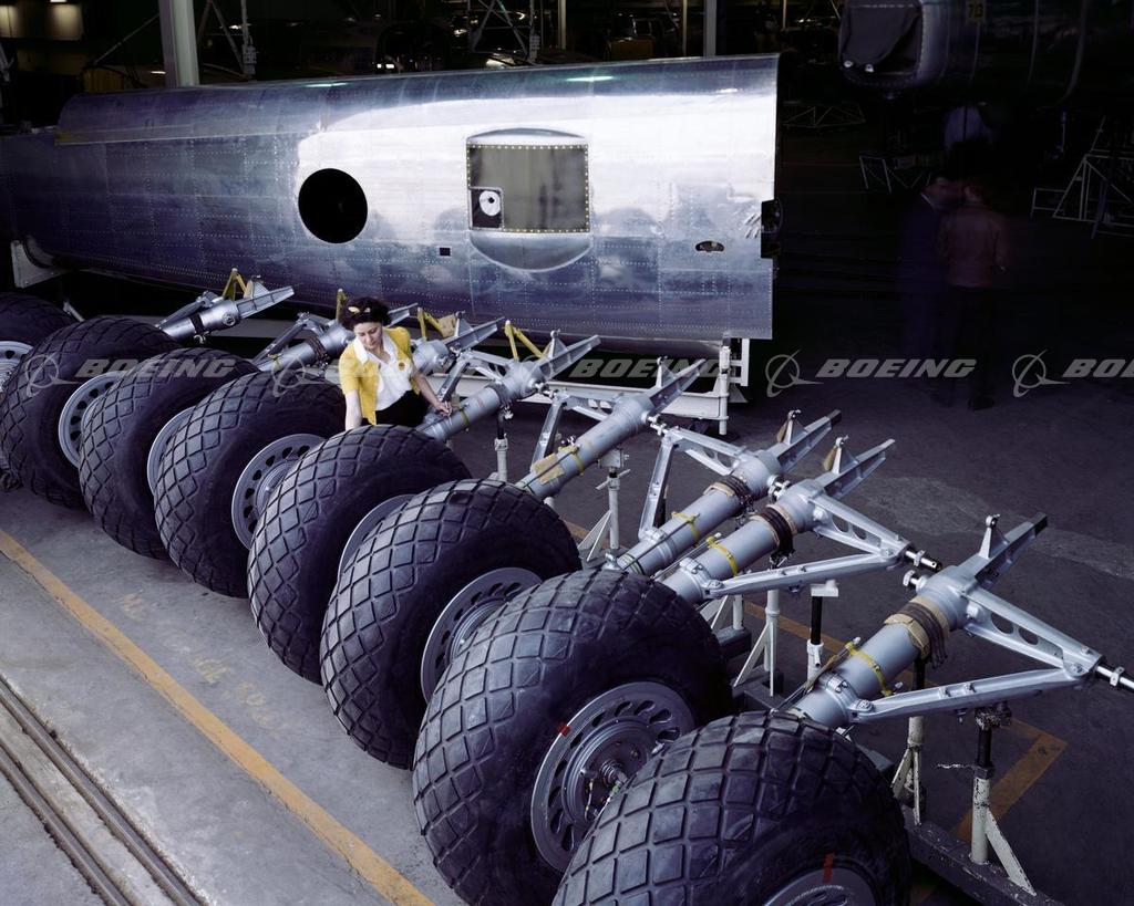 Boeing Images - B-25 Mitchell Landing Gear on Assembly Line