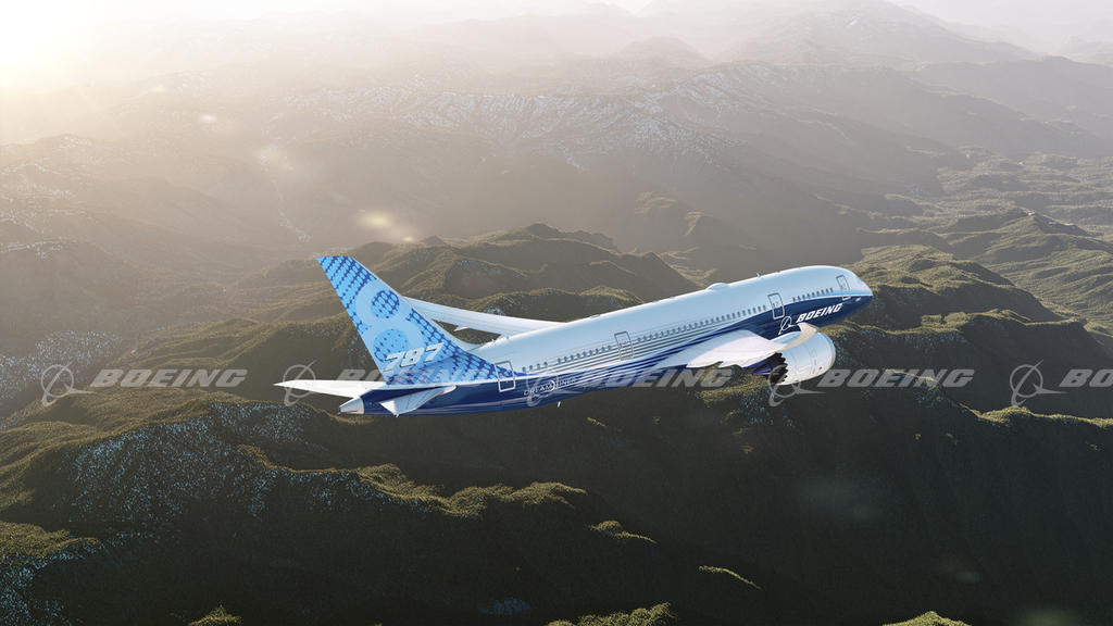 Boeing Images - Boeing 787 Unified Livery In-flight over Moutains