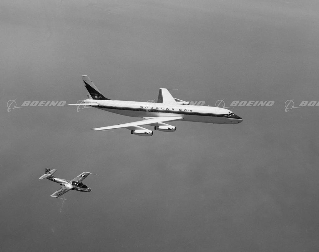 Boeing Images - DC-8 Above the Ocean on its First Flight