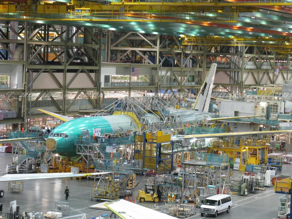Boeing Images - 777 Final Body Join on Boeing's Moving Line in Everett