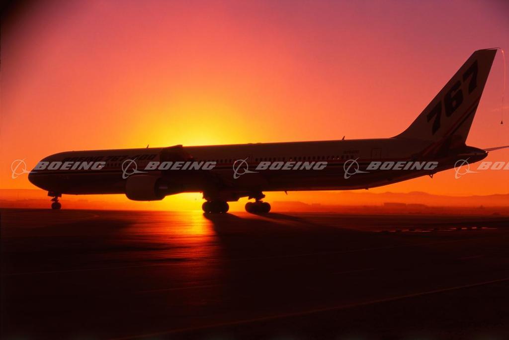 Boeing Images - 767-400 Silhouette at Sunset