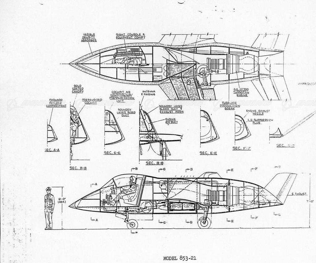 Boeing Images - Boeing Model 853-21 Quiet Bird Inboard Profile