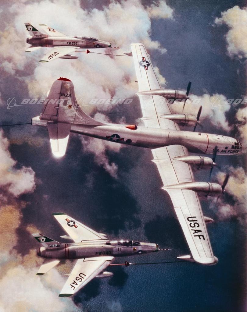 Boeing Images - KB-50J Refueling Two F-100 Fighter Jets