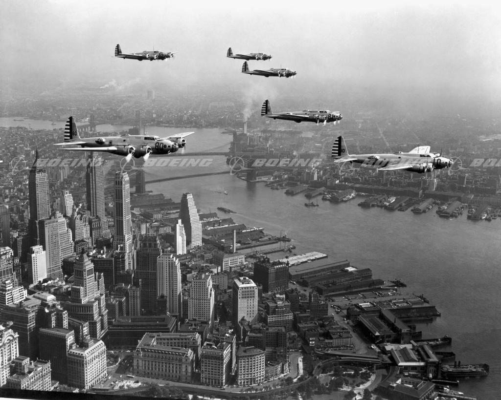 Boeing Images - Six Y1B-17 Flying Fortresss Flying Over Manhattan