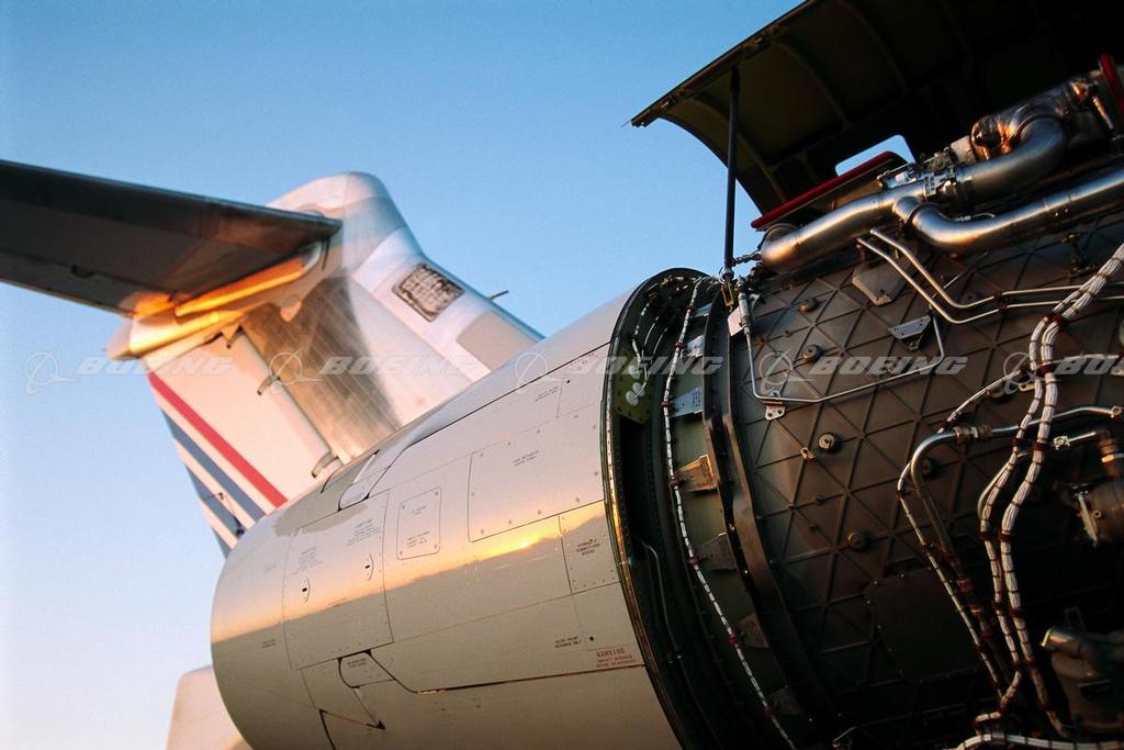 Boeing Images - 717-200 Engine with Open Cowling