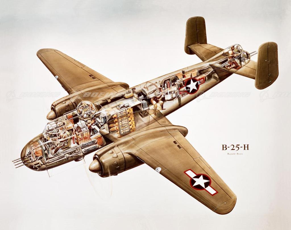 Boeing Images - B-25H Mitchell Bomber Layout
