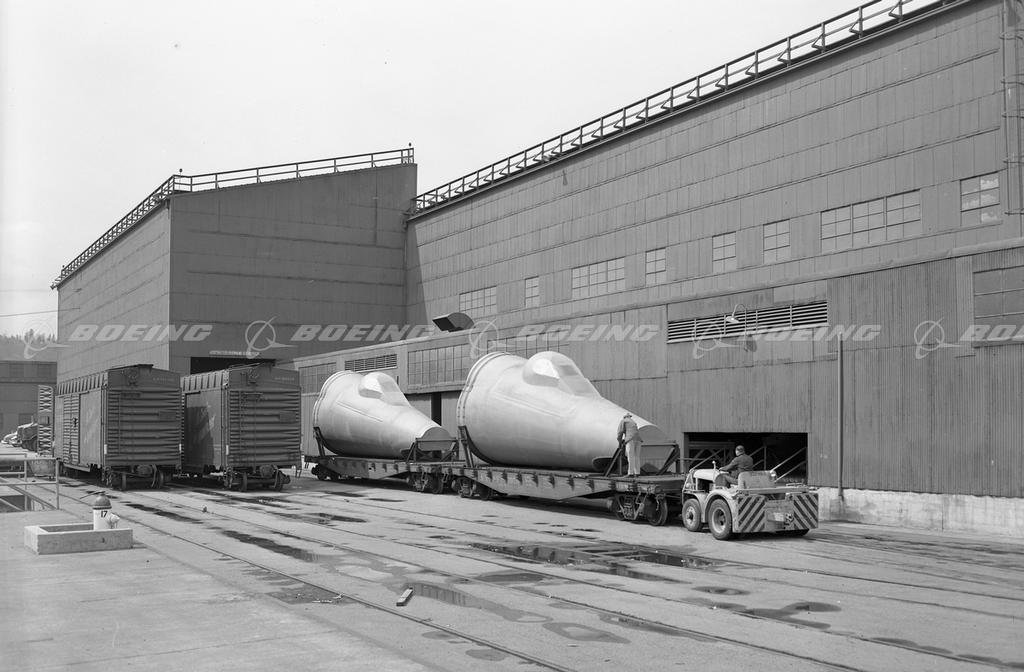 Boeing Images - KC-97 Fuselage Sections Delivered by Rail
