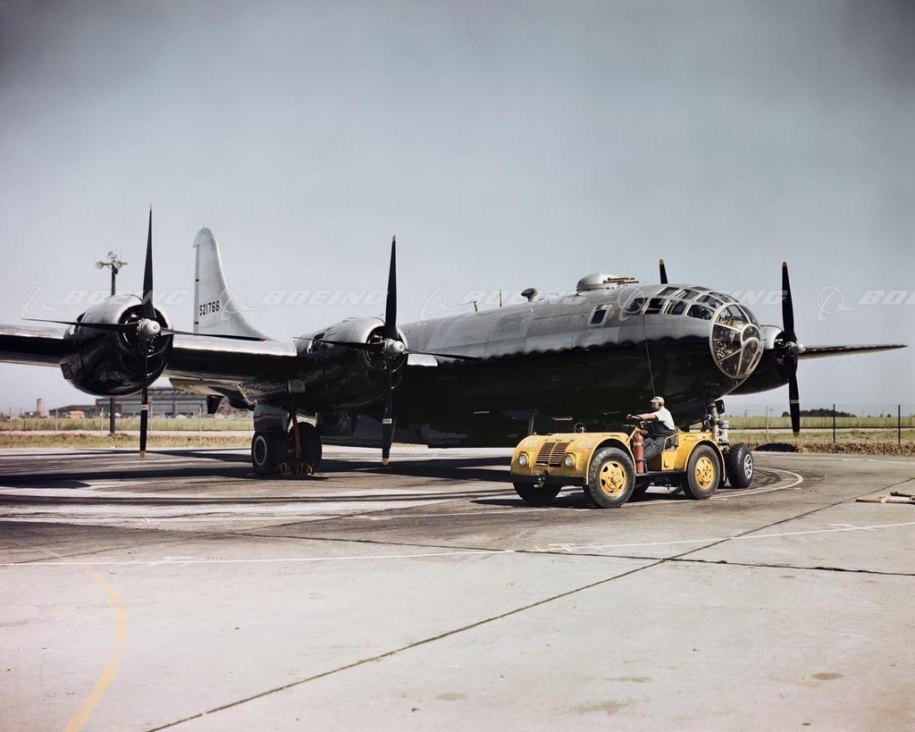 Boeing Images - B-29 Superfortress on Tarmac with Tractor