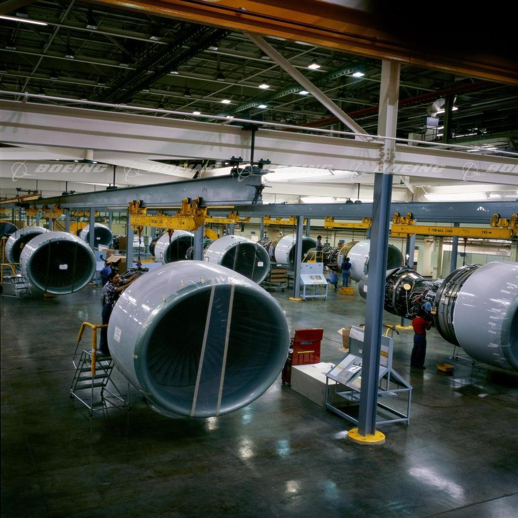 Boeing Images - Engine Cowlings on Factory Floor
