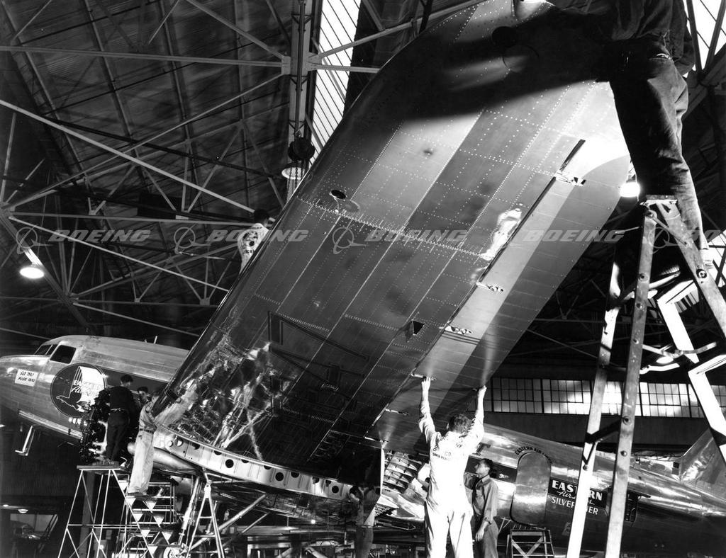 Boeing Images - Workers Prepare to Attach DC-3 Wing, 1940