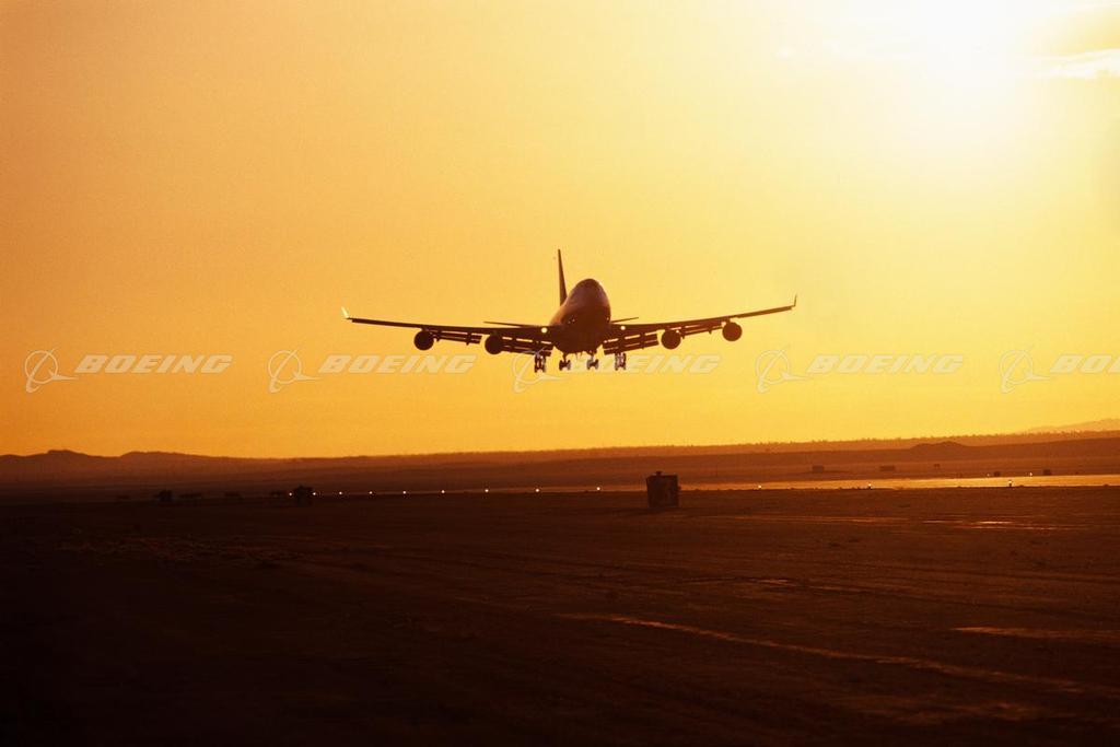 Boeing Images - Silhouetted 747-400 in Flight at Sunset
