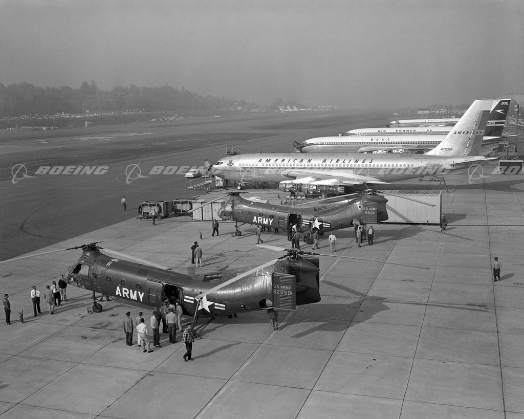 Boeing Images - Two H-21B Shawnee Helicopters on the Renton Flight Line