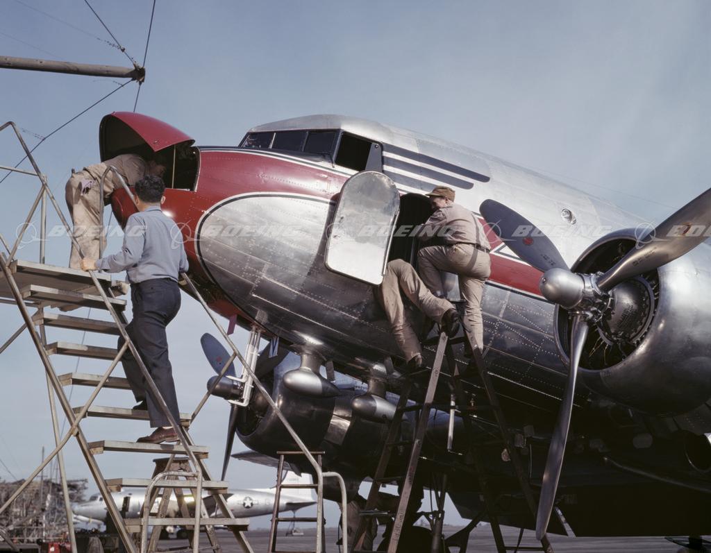 Boeing Images - DC-3 Nose with Workers
