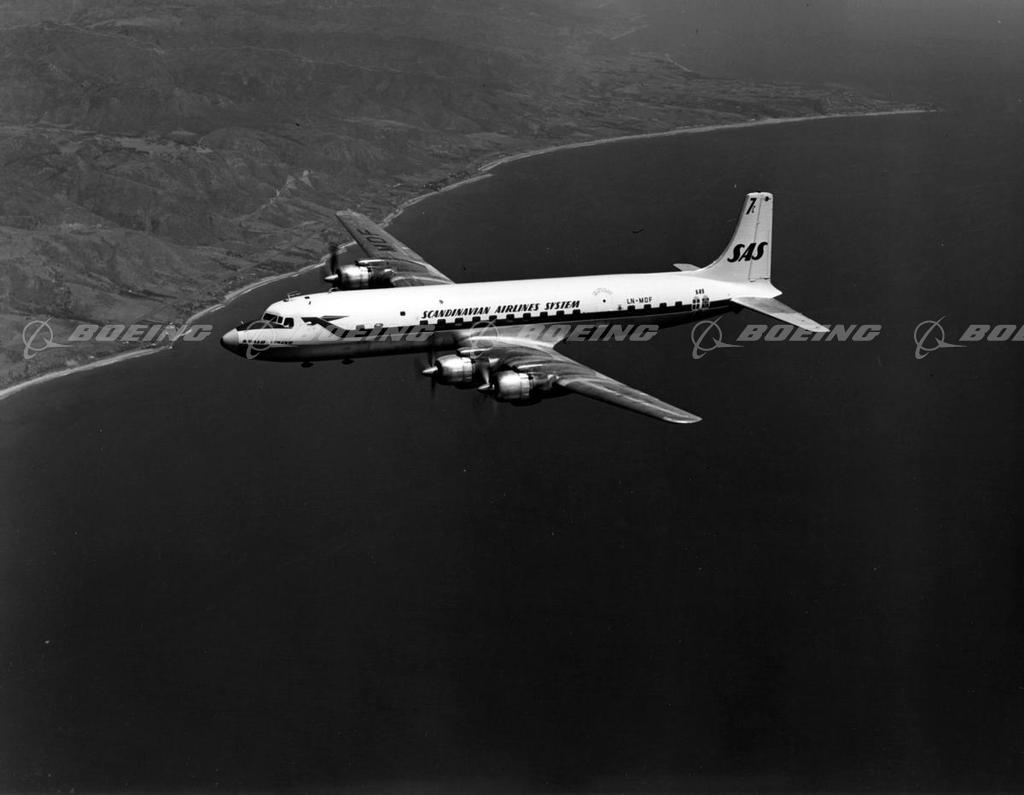 Boeing Images - Douglas DC-7C in SAS Livery Crossing California Coastline