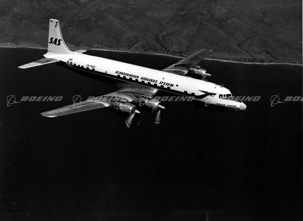 Boeing Images - SAS DC-7C in Flight along California Coast