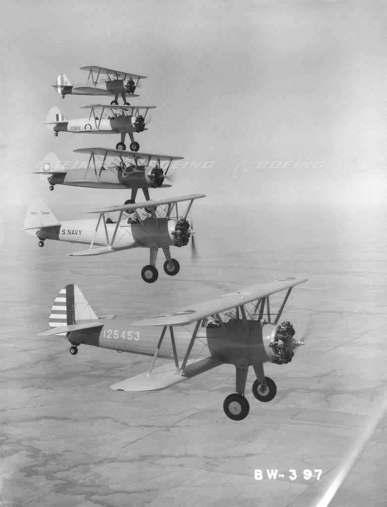 Boeing Images - PT-17 Stearman Kaydet Army Trainers in Flight