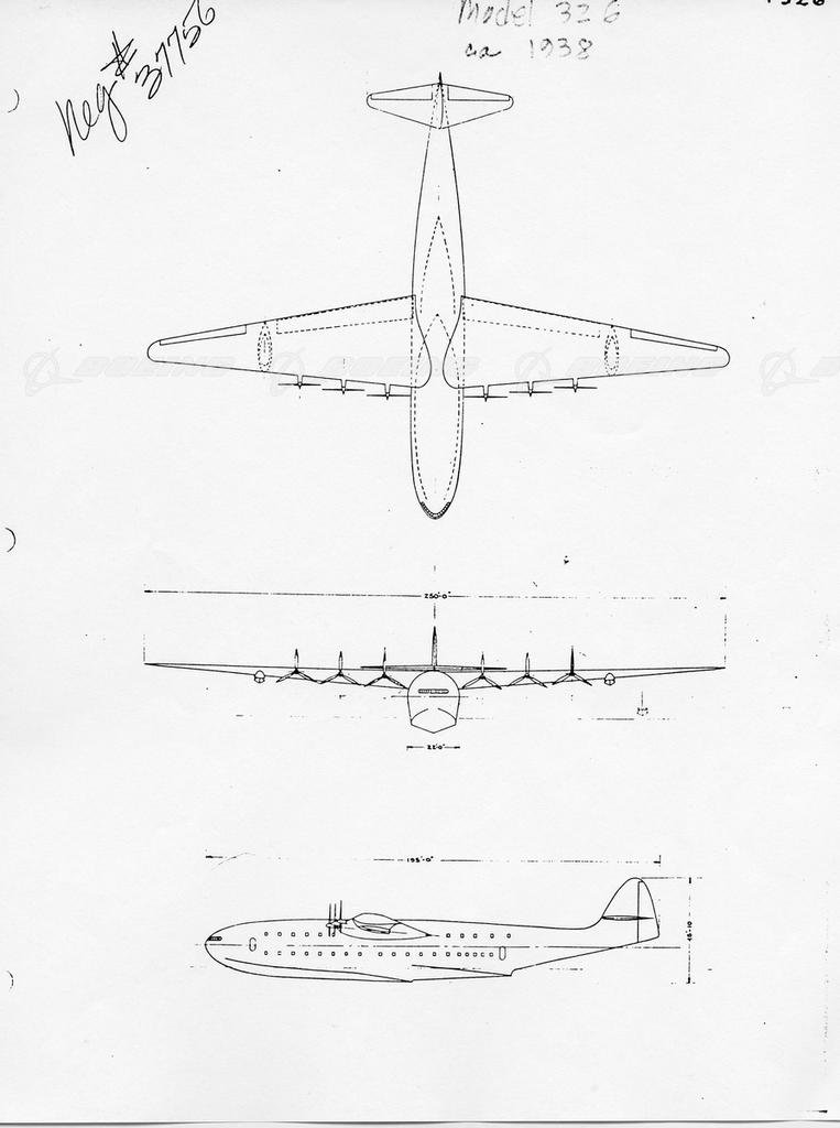Boeing Images - Boeing Model 326 Three-View Line Drawing