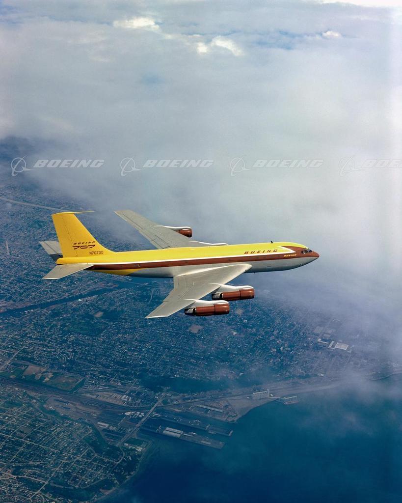 Boeing Images - Dash 80 in Flight Over City