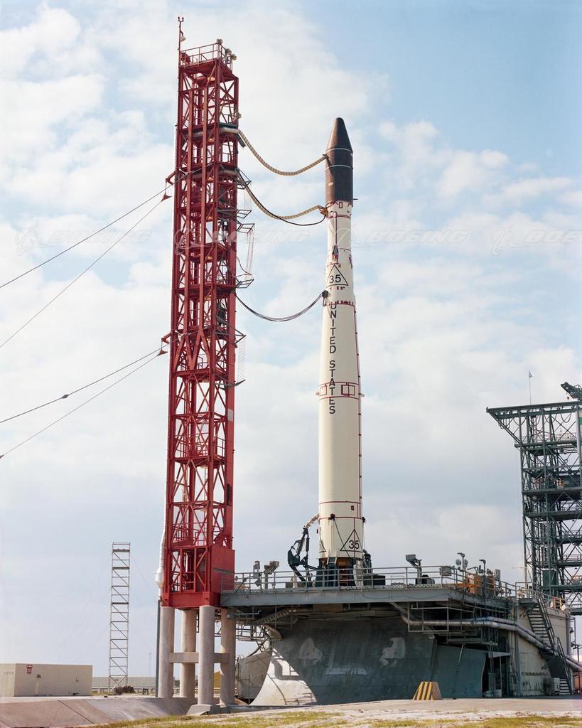 Boeing Images - Thor Delta E Rocket, S/N 35, on Launch Pad