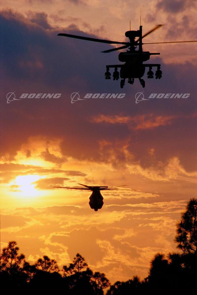 Boeing Images - AH-64D Apache Longbow in Flight at Sunset with RAH-66 ...