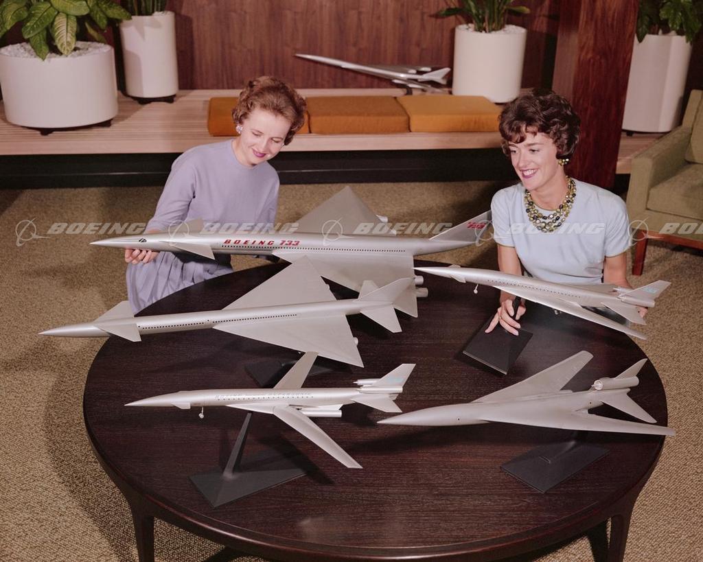 Boeing Images - Two Women with Supersonic Transport SST Prototype Models