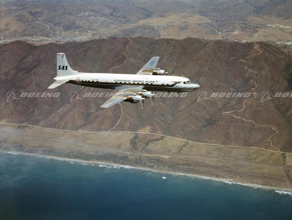 Boeing Images - Douglas DC-7C in SAS Livery over California Coastline